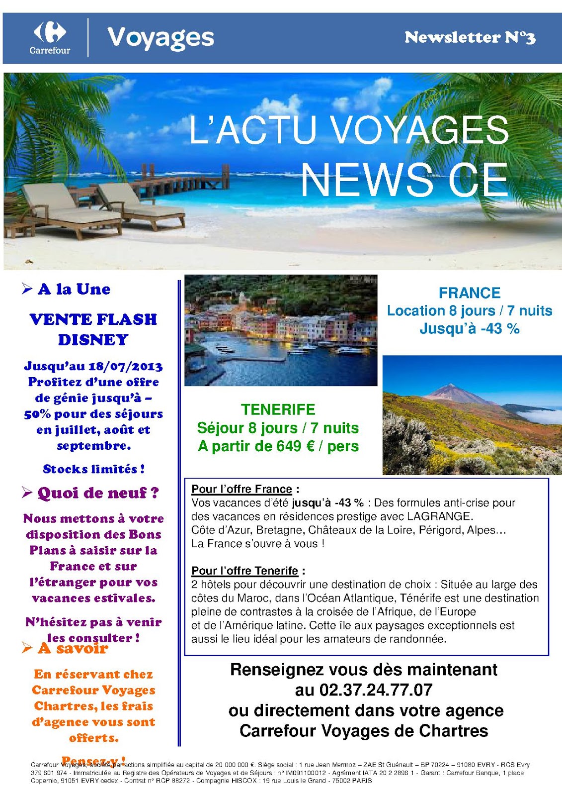 COS de Lucé: Newsletter Carrefour voyages